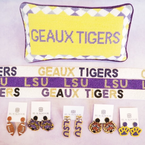 Jewelry | Beaded Louisiana State University Tigers Earrings Game Day ...